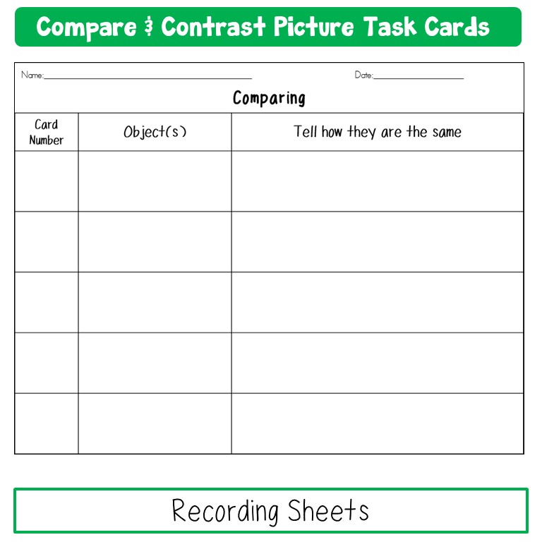 Compare and Contrast Picture Task Cards Fall | Made By Teachers