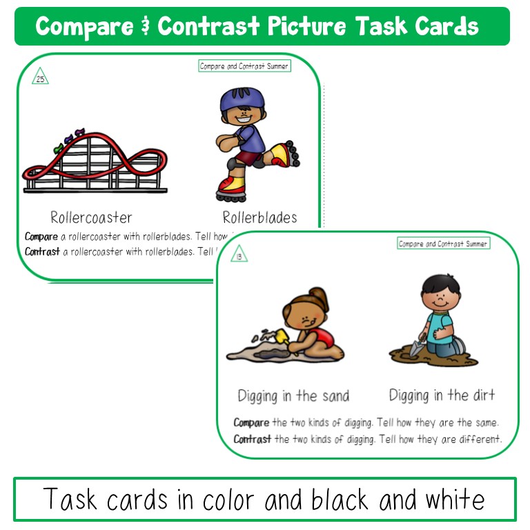 Summer Compare and Contrast Picture Task Cards Print and Digital | Made ...
