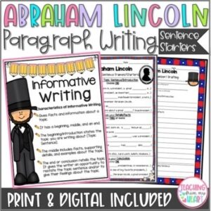 Abraham Lincoln Writing, Paragraph/Sentence Starters Black History ...