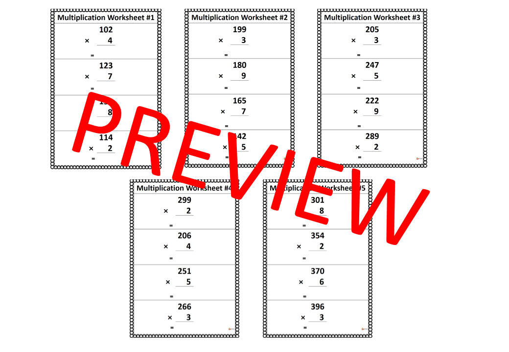 Three Digit by One Digit Multiplication Worksheets | Made By Teachers
