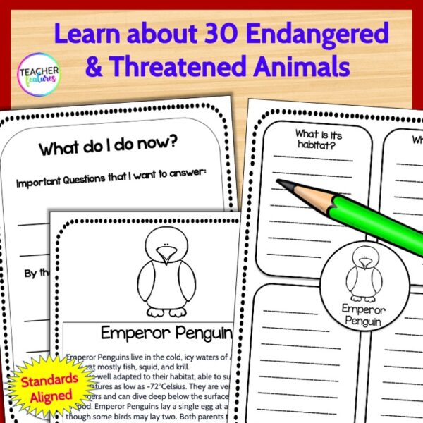 ENDANGERED ANIMAL REPORTS Research Writing Project + READING PASSAGES ...