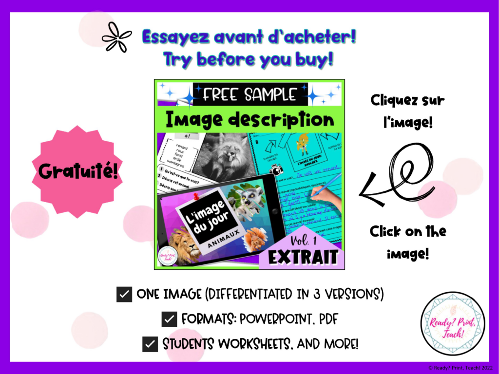 French Image description daily discussion writing prompts routine ...