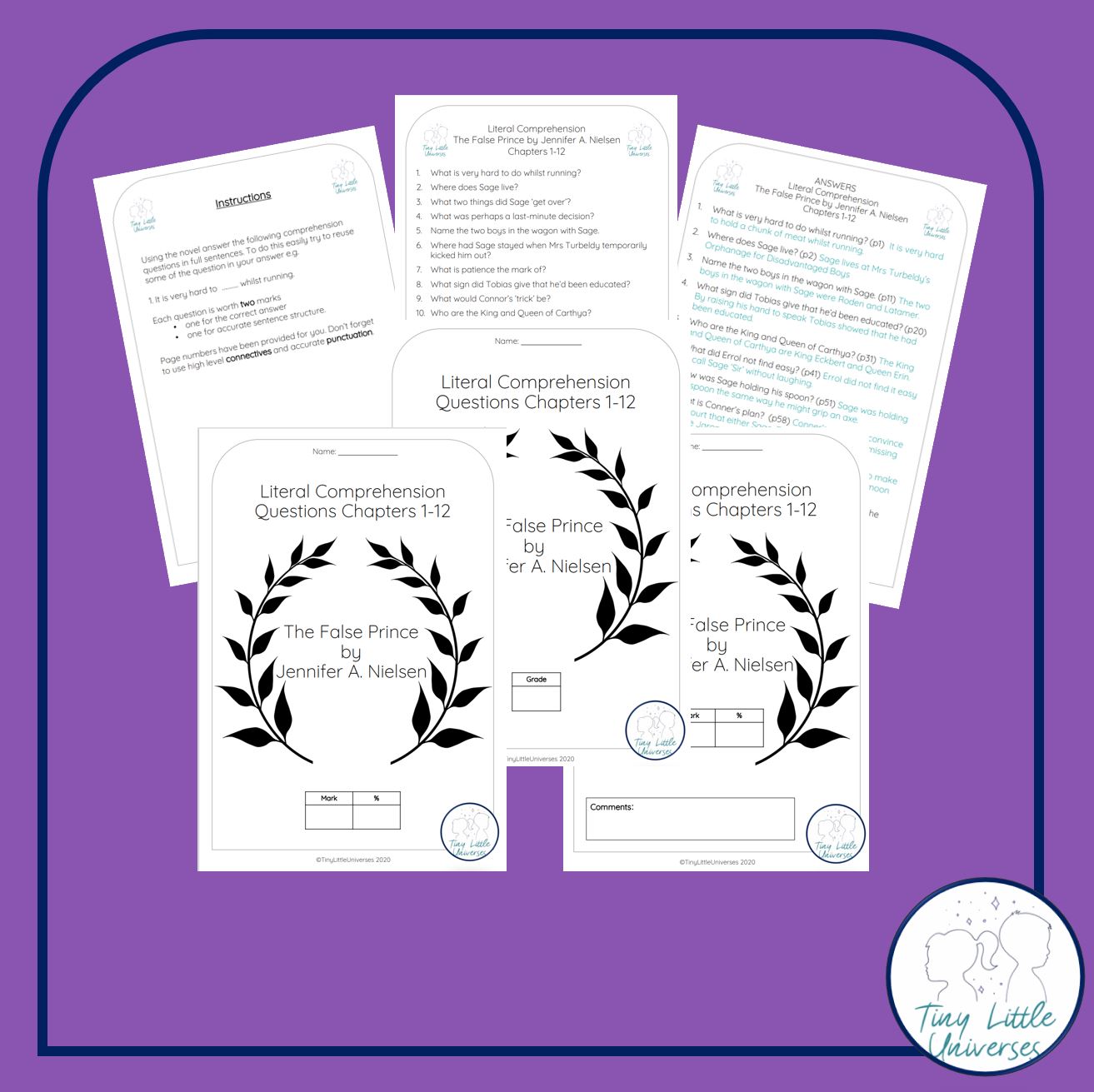 The False Prince LITERAL Reading Comprehension Chapters 1-12 | Made By ...