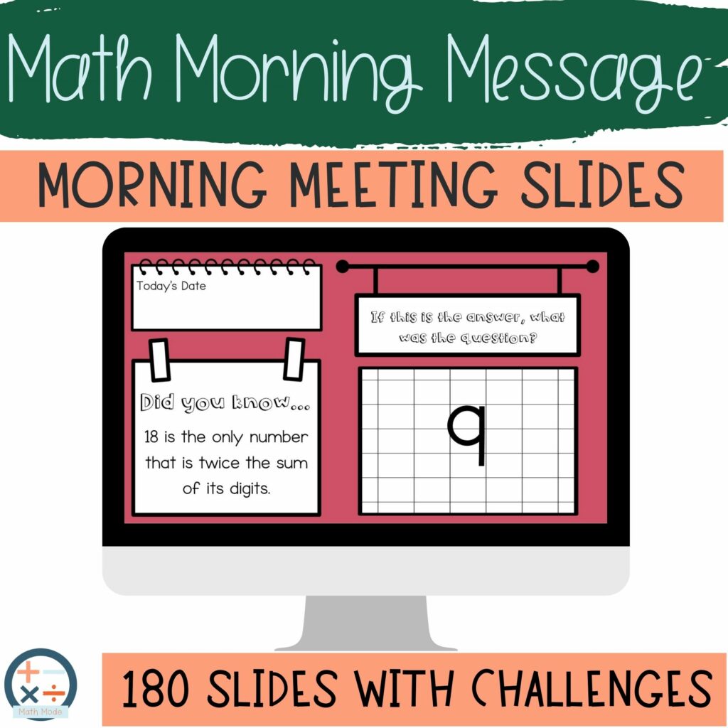 Math Morning Message Slides for Morning Work or Morning Meeting ...