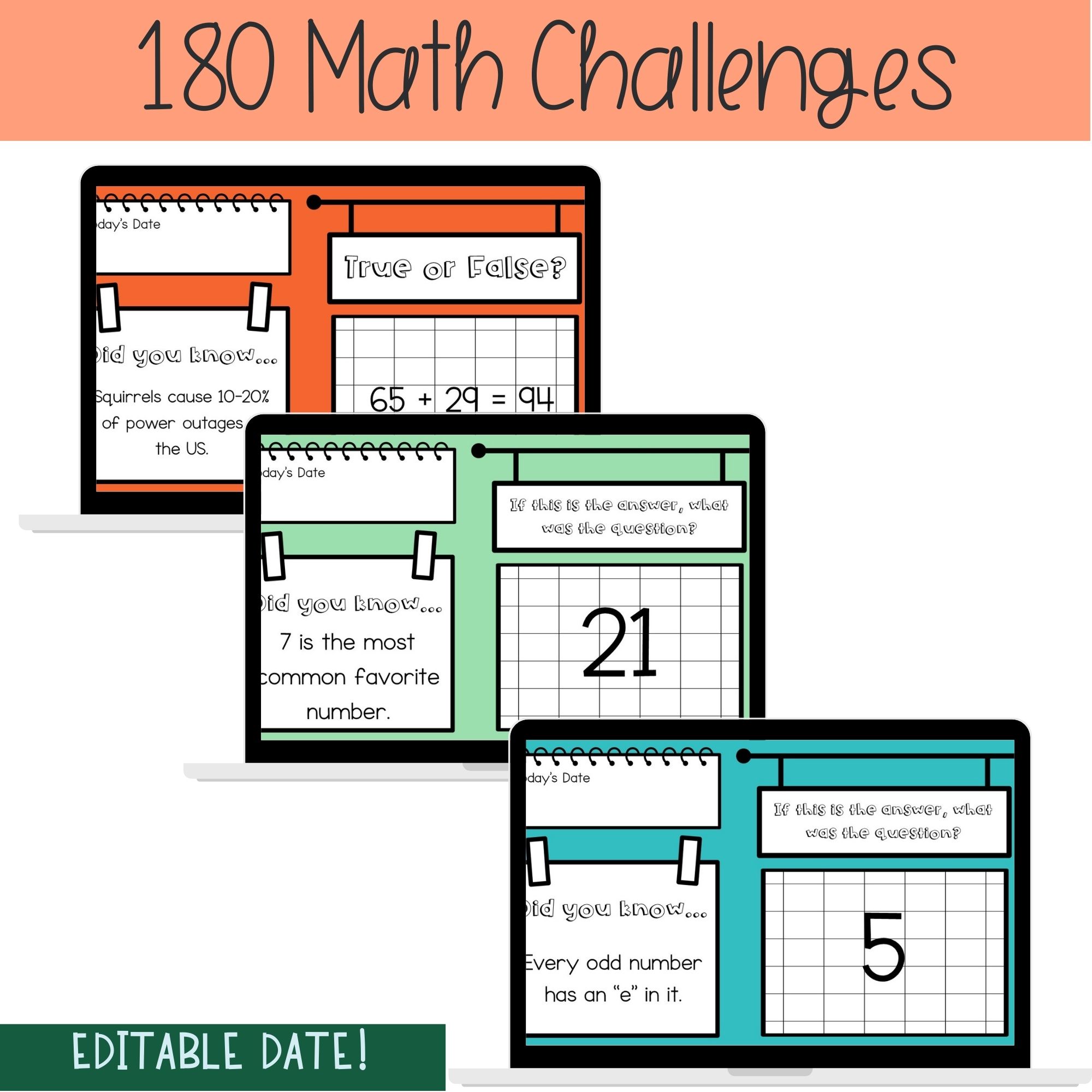 Math Morning Message Slides for Morning Work or Morning Meeting ...