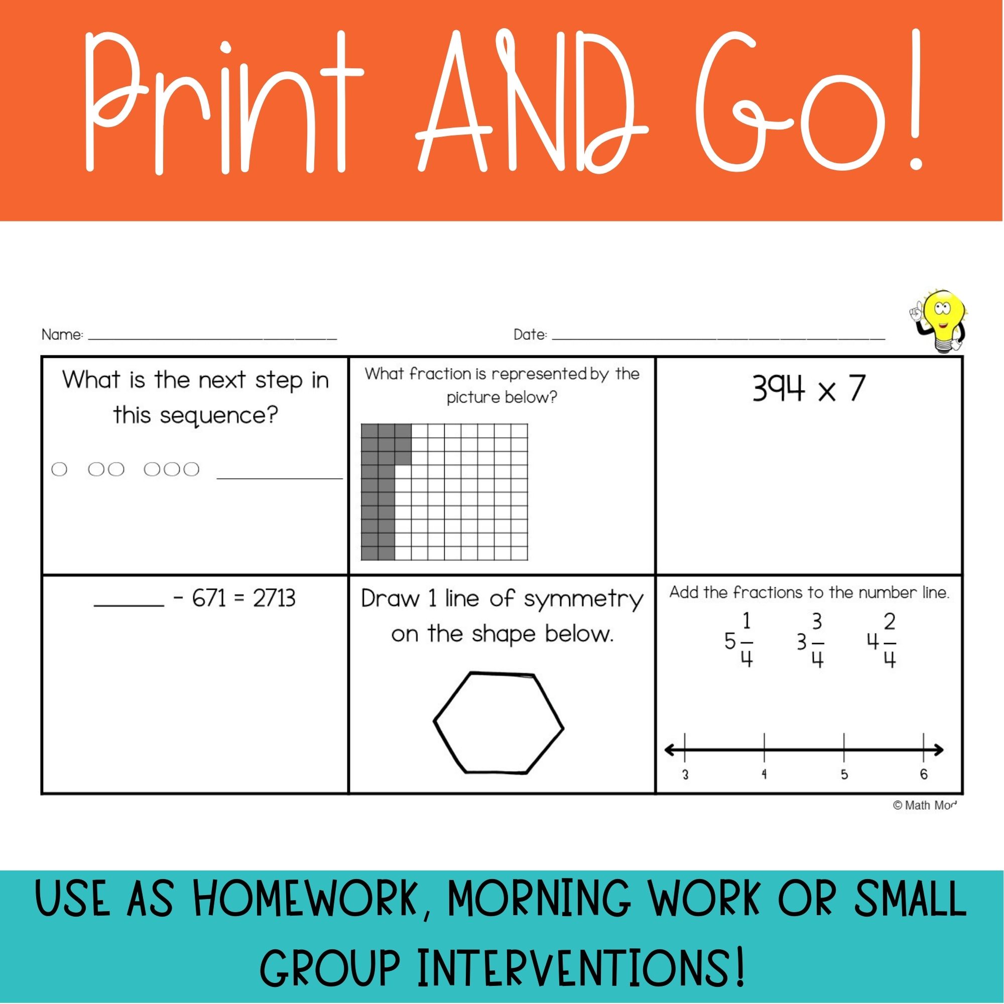 Grade 4 Math Daily Spiral Review for Math Homework or Math Morning Work ...