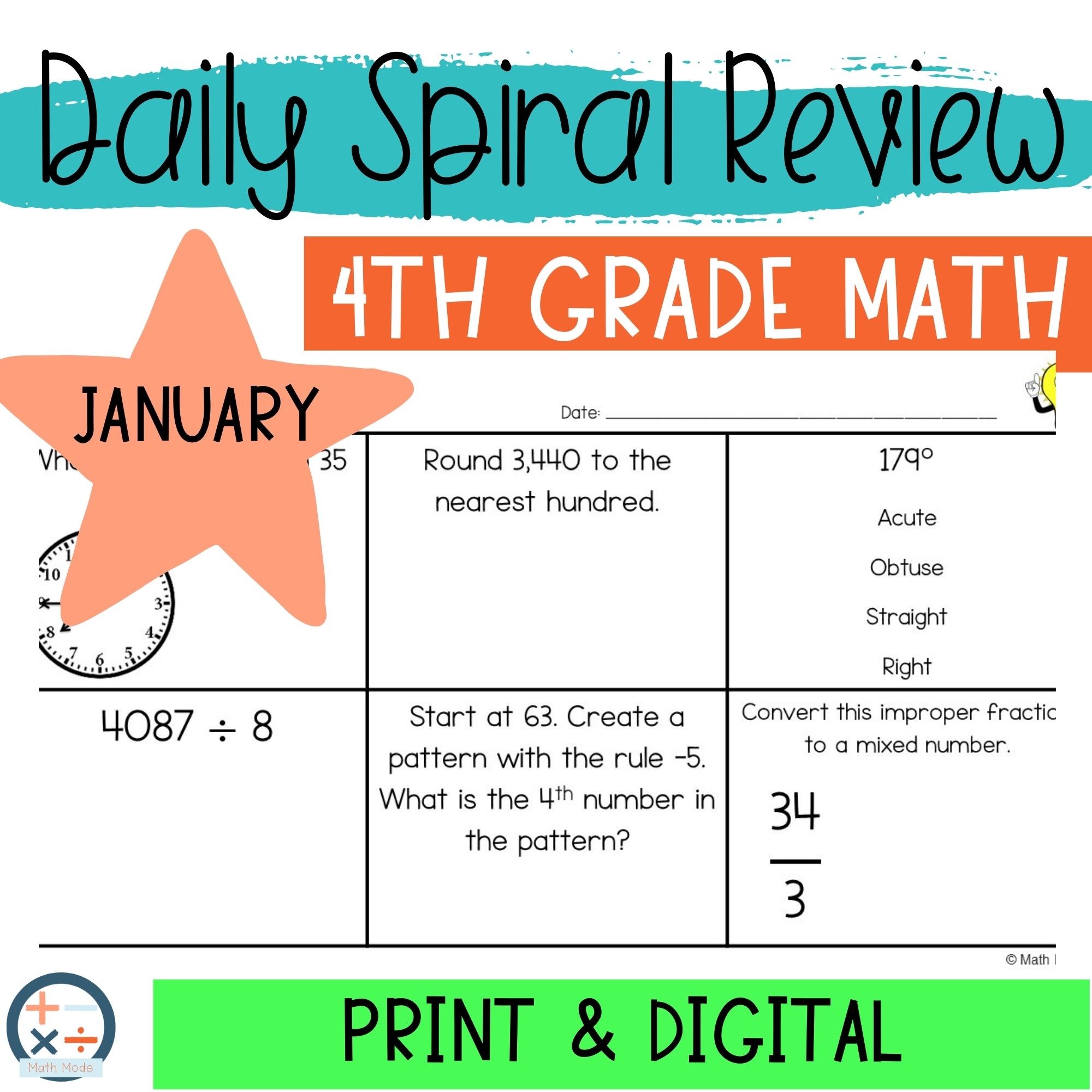 Grade 5 Math Daily Spiral Review for Math Homework or Math Morning Work ...