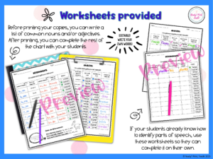 French Sentence Building Editable worksheets Gender number nouns ...