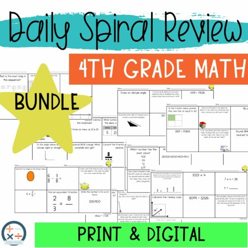 Grade 4 Math Daily Spiral Review for Math Homework or Math Morning Work ...