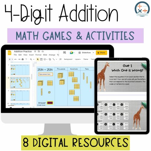 4-Digit Addition Games & Activities - Tutoring, Practice & Math Centers ...