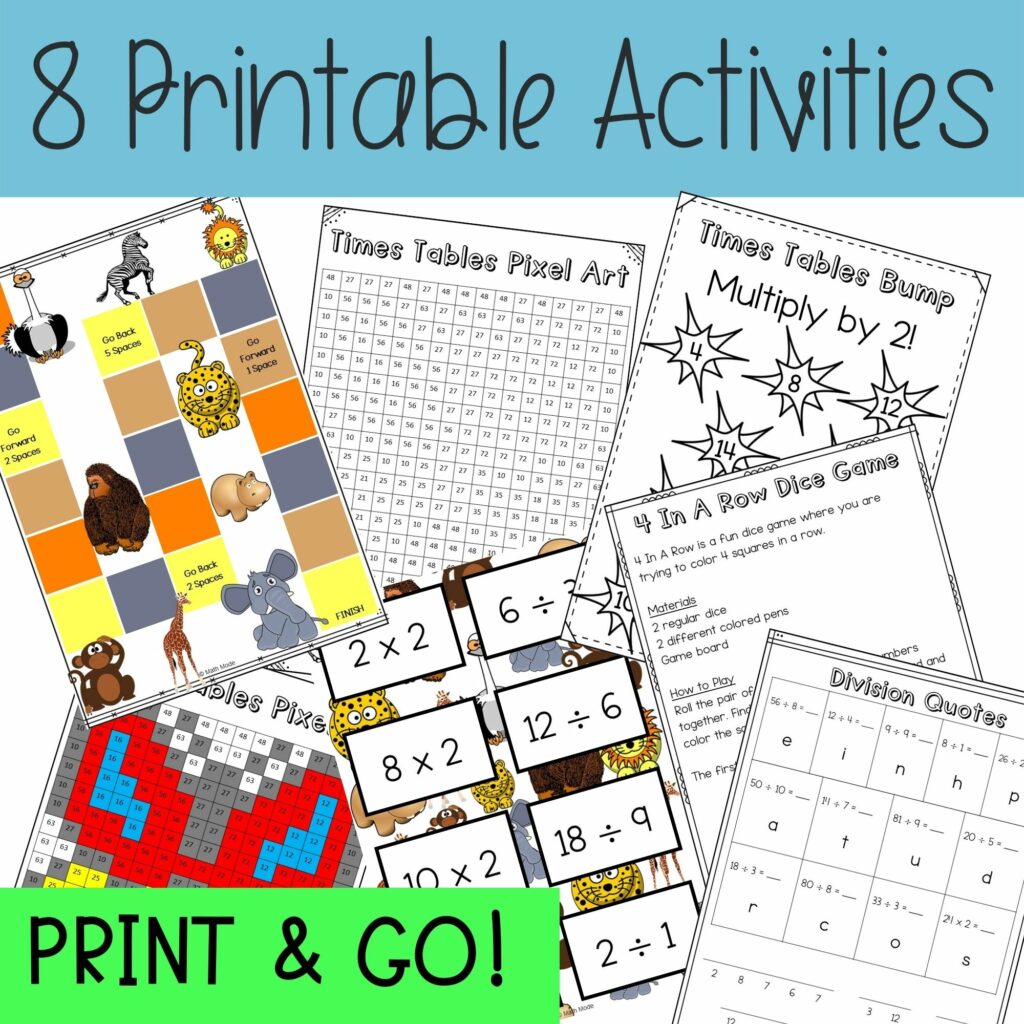 Times Tables, Division & Multiplying Multiples of 10 Activities Print ...