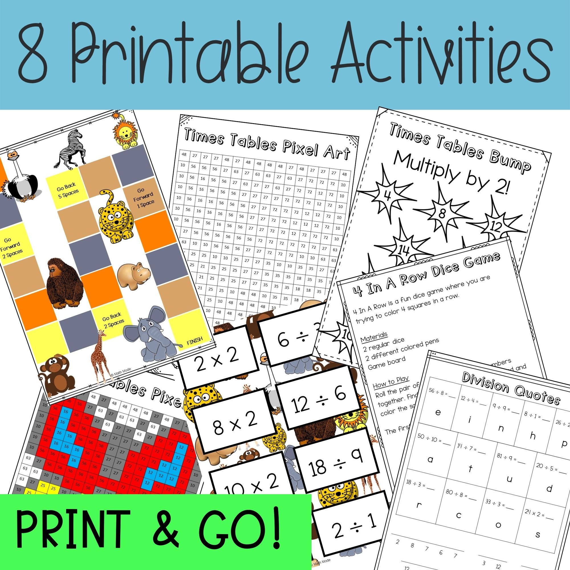 Times Tables, Division & Multiplying Multiples of 10 Activities Print ...
