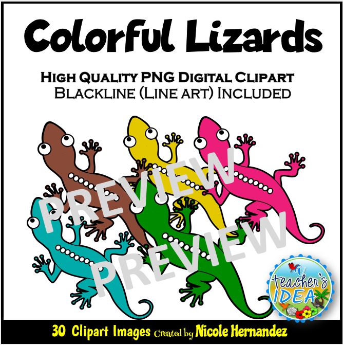 Colorful Lizards Clipart | Made By Teachers
