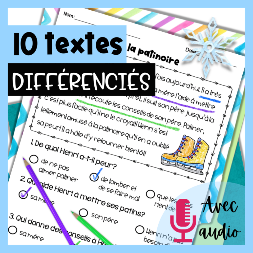 French Winter Differentiated Passages Reading Comprehension Lecture ...