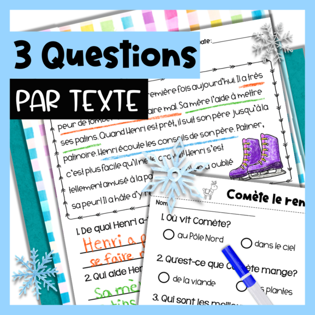 French Winter Differentiated Passages Reading Comprehension Lecture ...