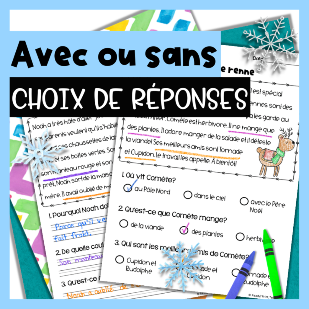 French Winter Differentiated Passages Reading Comprehension Lecture ...