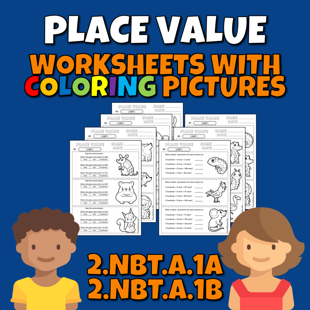 2.NBT.1A 2.NBT.1B Grade 2 Place Value Coloring Worksheets | Made By ...