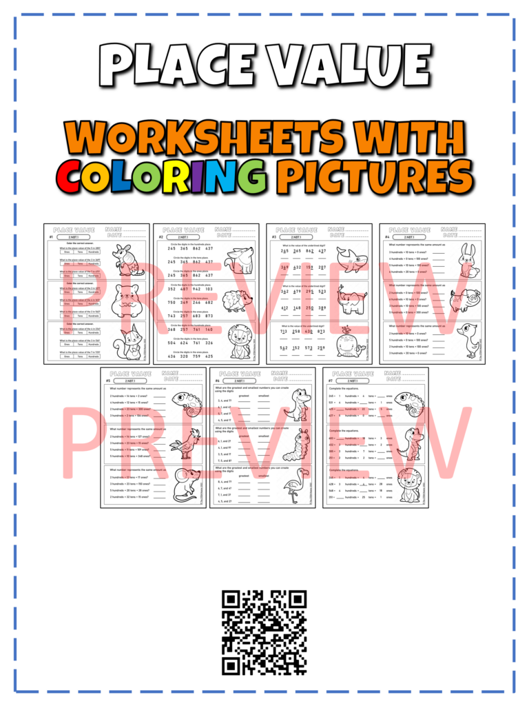 2.NBT.1A 2.NBT.1B Grade 2 Place Value Coloring Worksheets | Made By Teachers