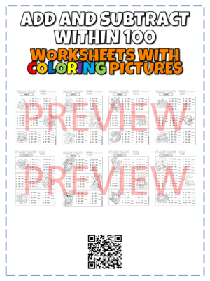 Add and Subtract Within 100 2.NBT.B5 Worksheets with Coloring Pictures ...