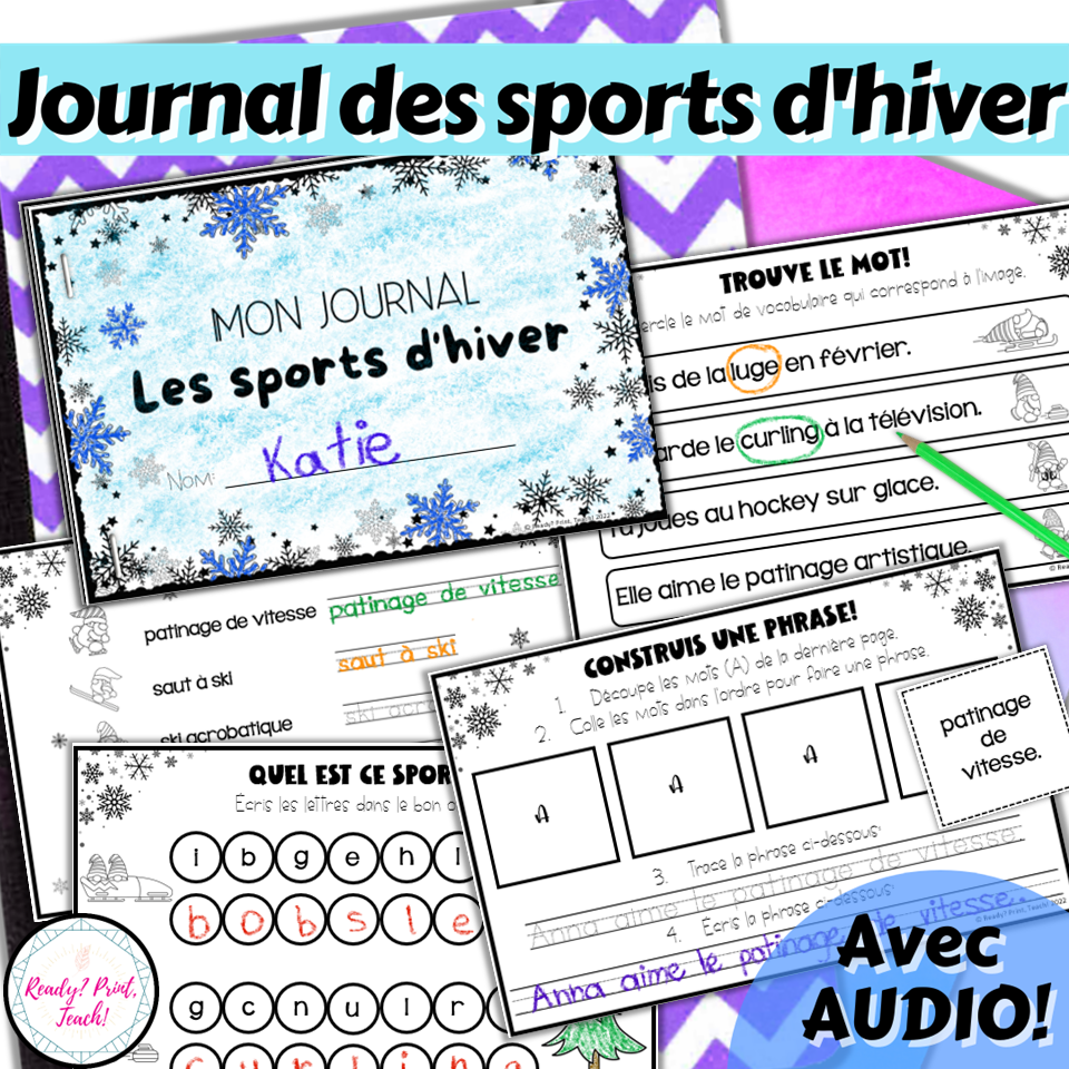 French Winter Sports Emergent Readers Vocabulary Interactive Notebook ...