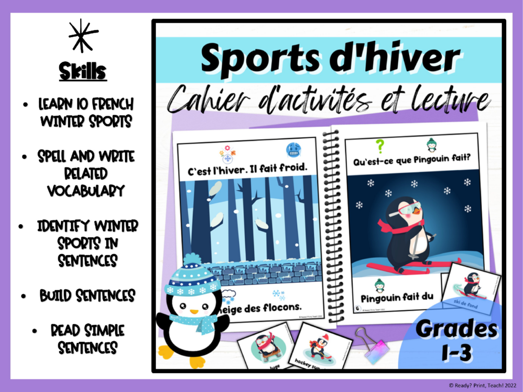 French Winter Sports Emergent Readers Vocabulary Interactive Notebook ...