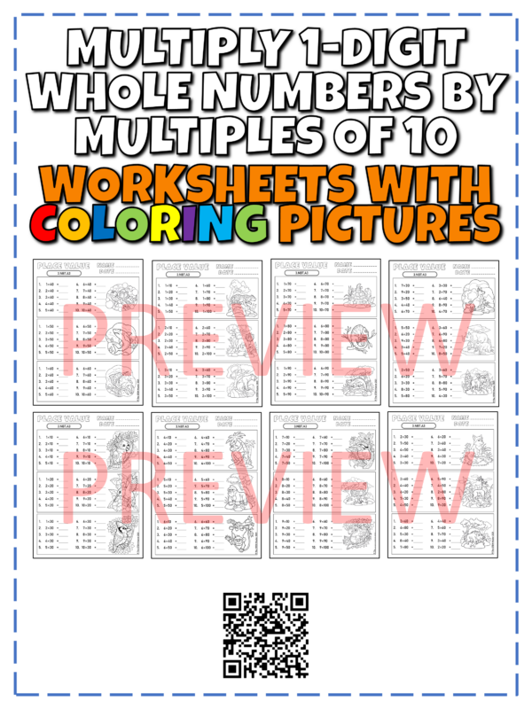 Multiply 1-digit Whole Numbers by Multiples of 10 3.NBT.A3 Coloring ...