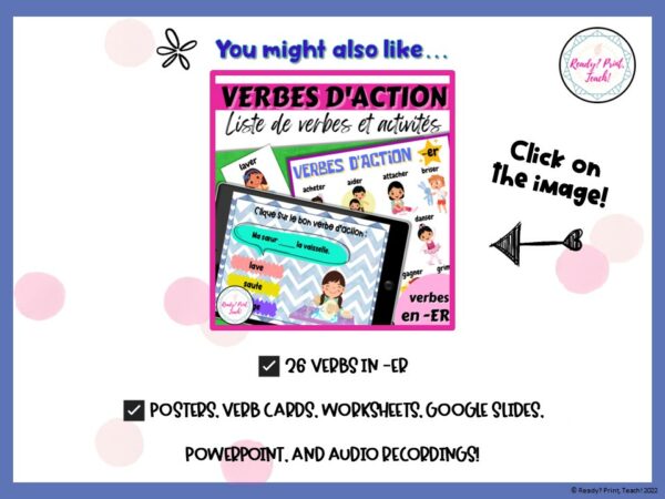French action verbs Winter Hiver Google Slides Worksheets Audio ...