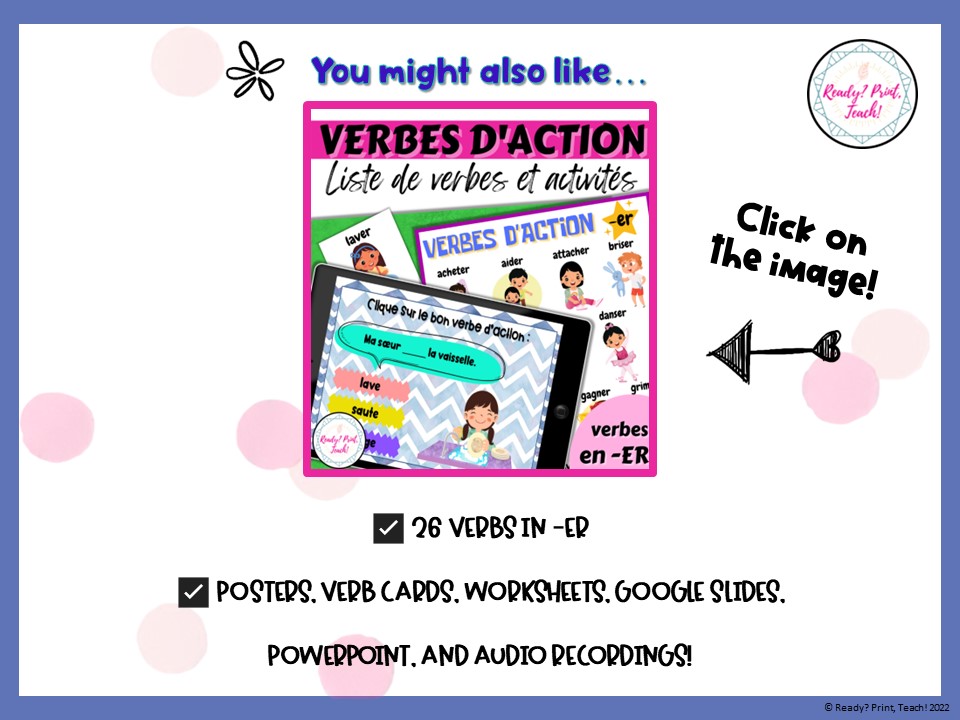 French action verbs Winter Hiver Google Slides Worksheets Audio ...