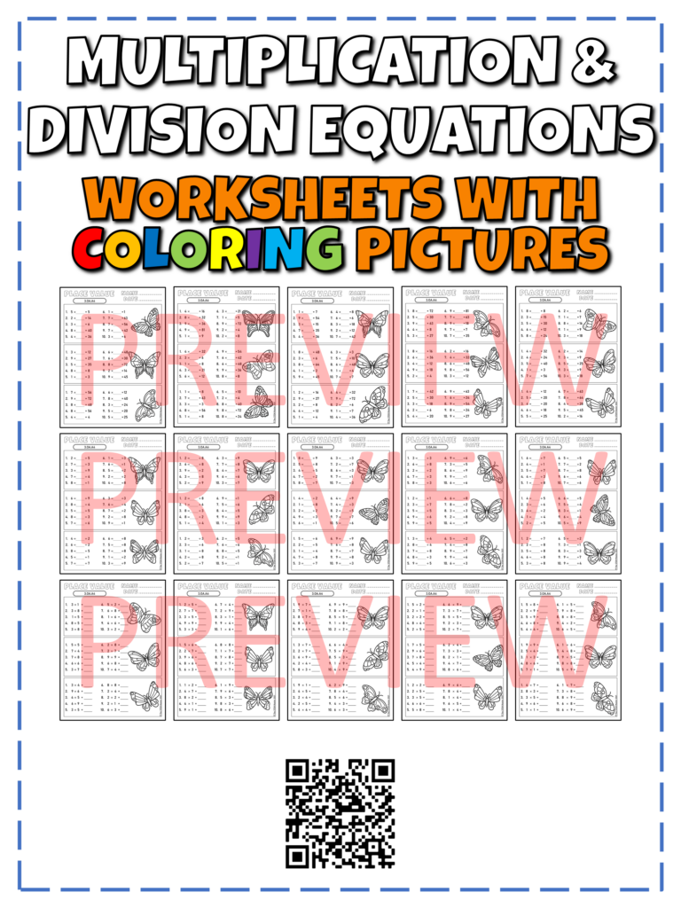 Multiplication and division equations 3.OA.A4 Worksheets with Coloring ...