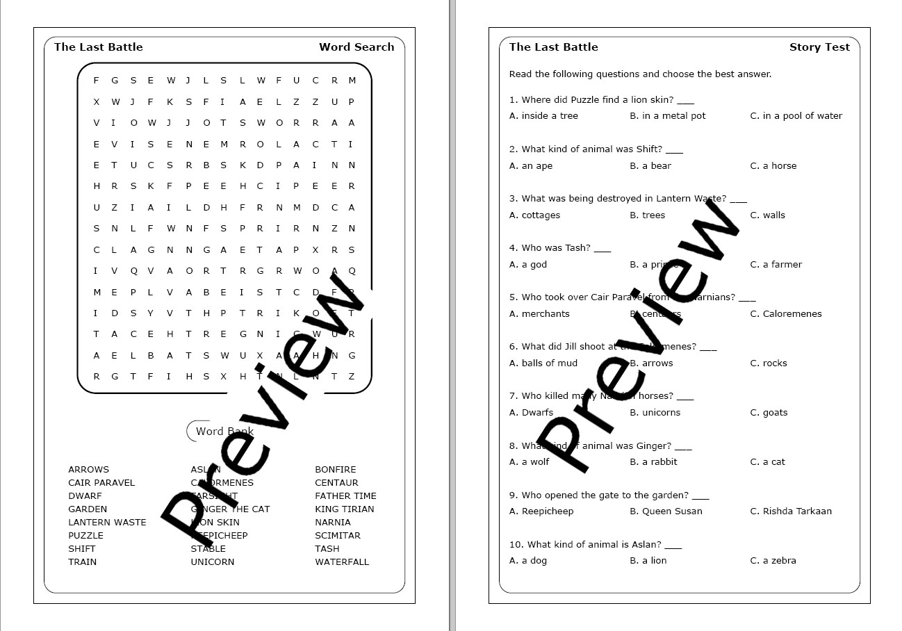 C. S. Lewis "The Last Battle" worksheets | Made By Teachers