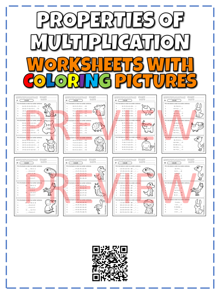 Properties of Multiplication CCSS 3.OA.5 Coloring Worksheets | Made By ...
