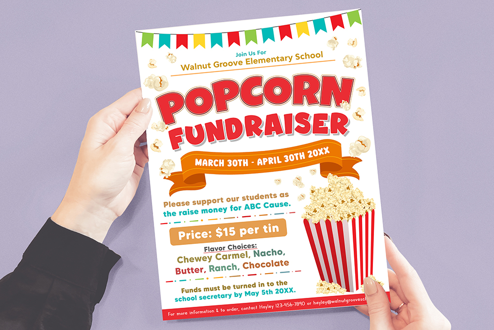 Editable Popcorn Fundraiser Flyer, PTA PTO School Church Community ...