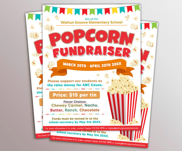 Editable Popcorn Fundraiser Flyer, PTA PTO School Church Community ...