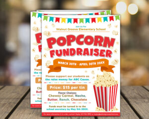 Editable Popcorn Fundraiser Flyer, PTA PTO School Church Community ...