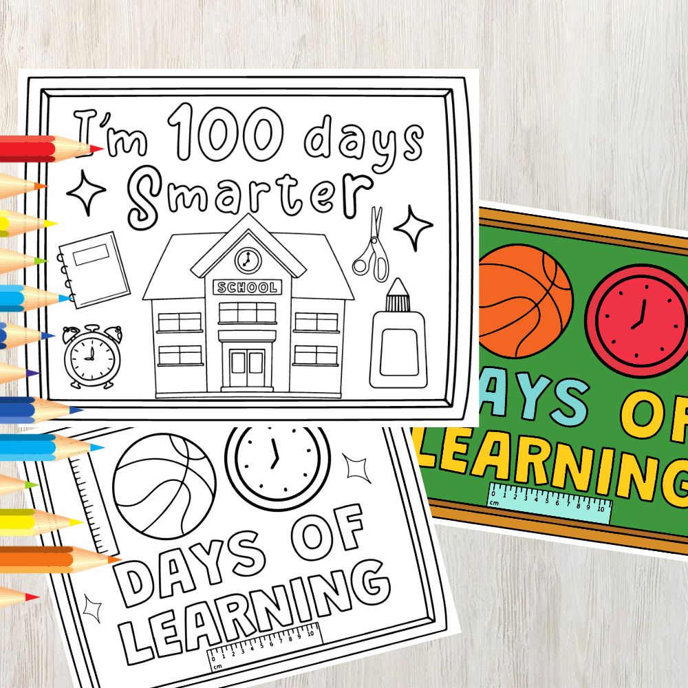 100th day of school Coloring Pages Amazing Activity For little kids ...