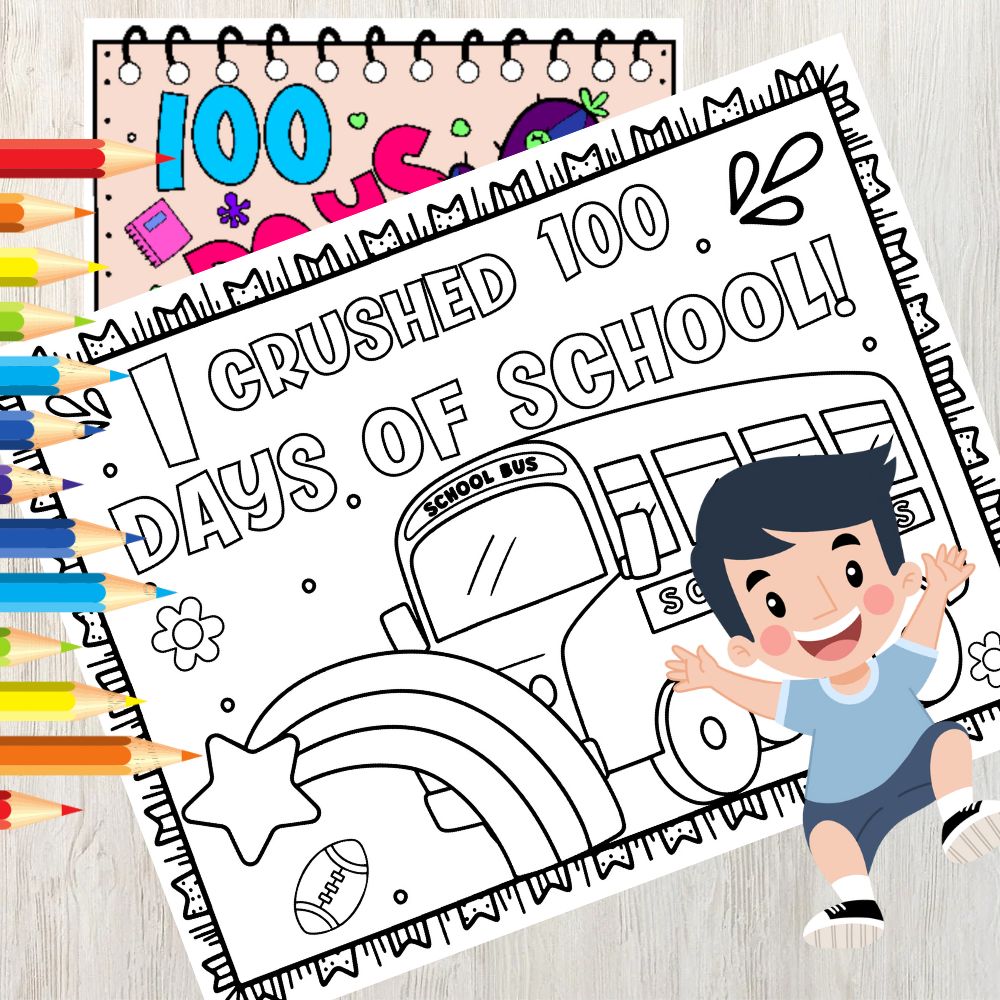 100th day of school Coloring Pages Amazing Activity For little kids ...