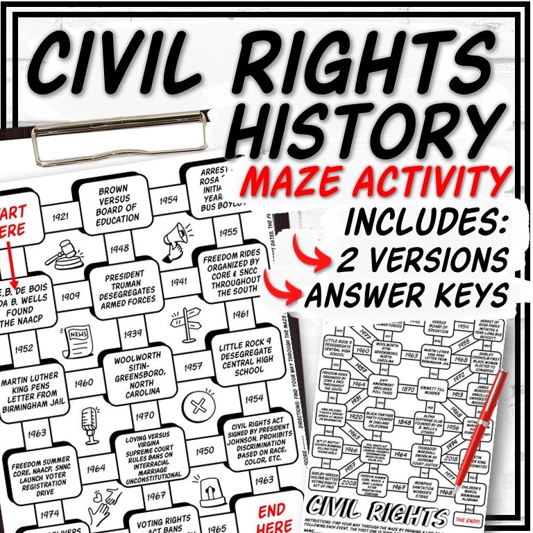 Civil Rights History Maze Activity (with digital option) | Made By Teachers