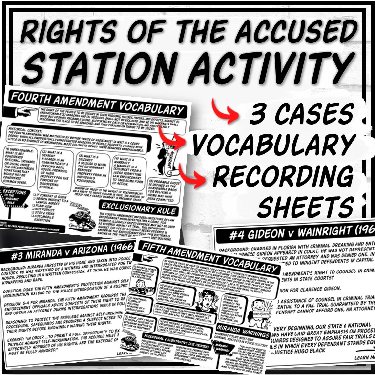Rights of the Accused Stations Activity Gallery Walk | Made By Teachers
