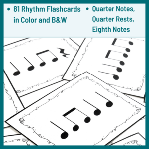 Four Beat Rhythm Flashcards - Quarter Note, Quarter Rest, and Eighth ...