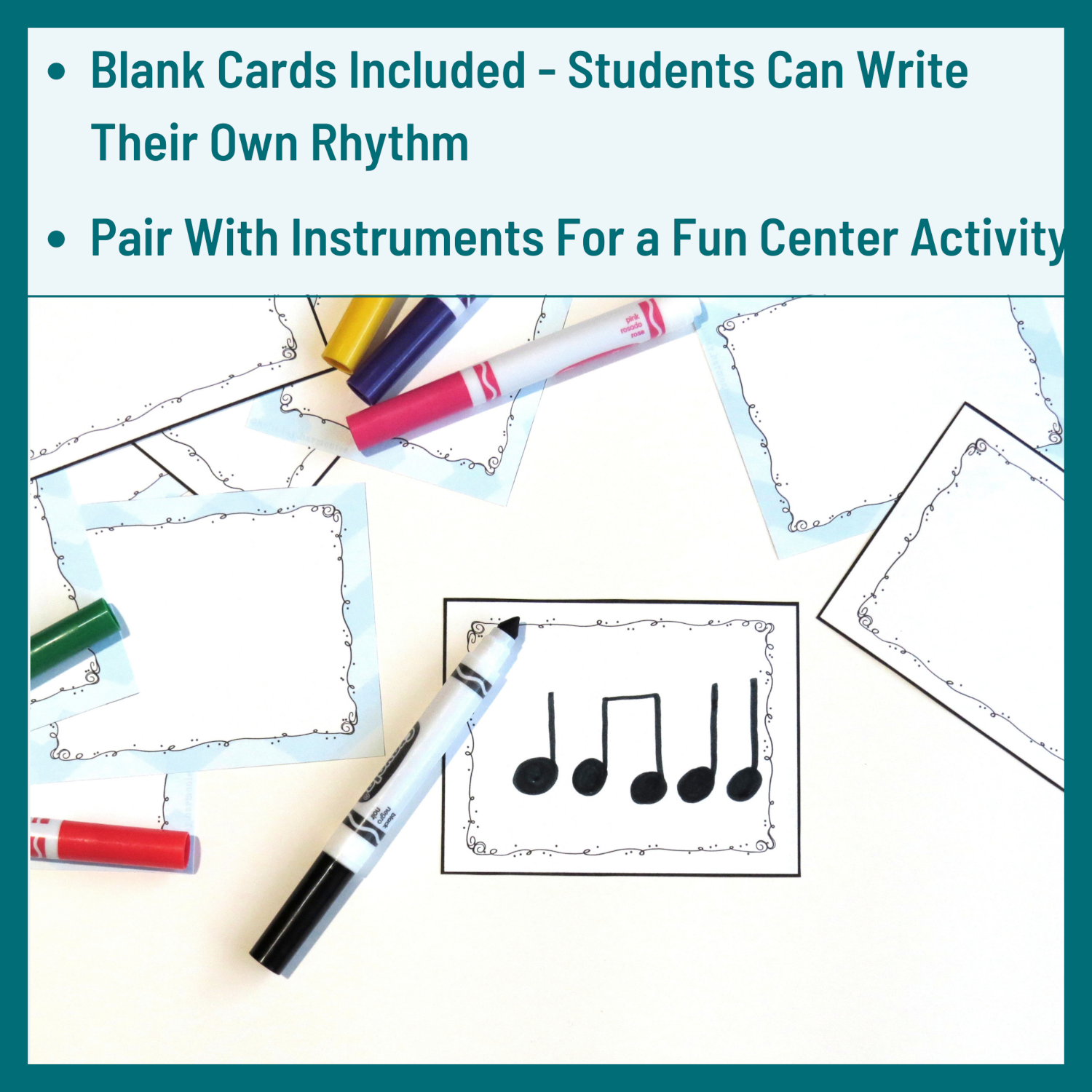 Four Beat Rhythm Flashcards - Quarter Note, Quarter Rest, and Eighth ...