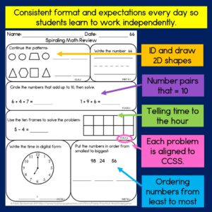 Math Spiral Review Daily Worksheets Morning Work Homework Month 4 ...