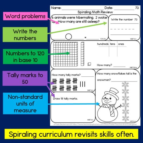 Math Spiral Review Daily Worksheets Morning Work Homework Month 4 ...