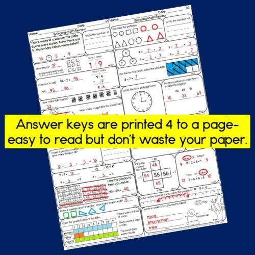 Math Spiral Review Daily Worksheets Morning Work Homework Month 4 ...