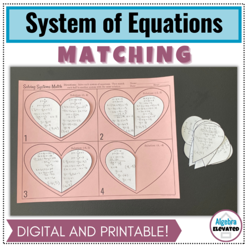Solving Systems of Equations Algebra Valentines Day | Made By Teachers