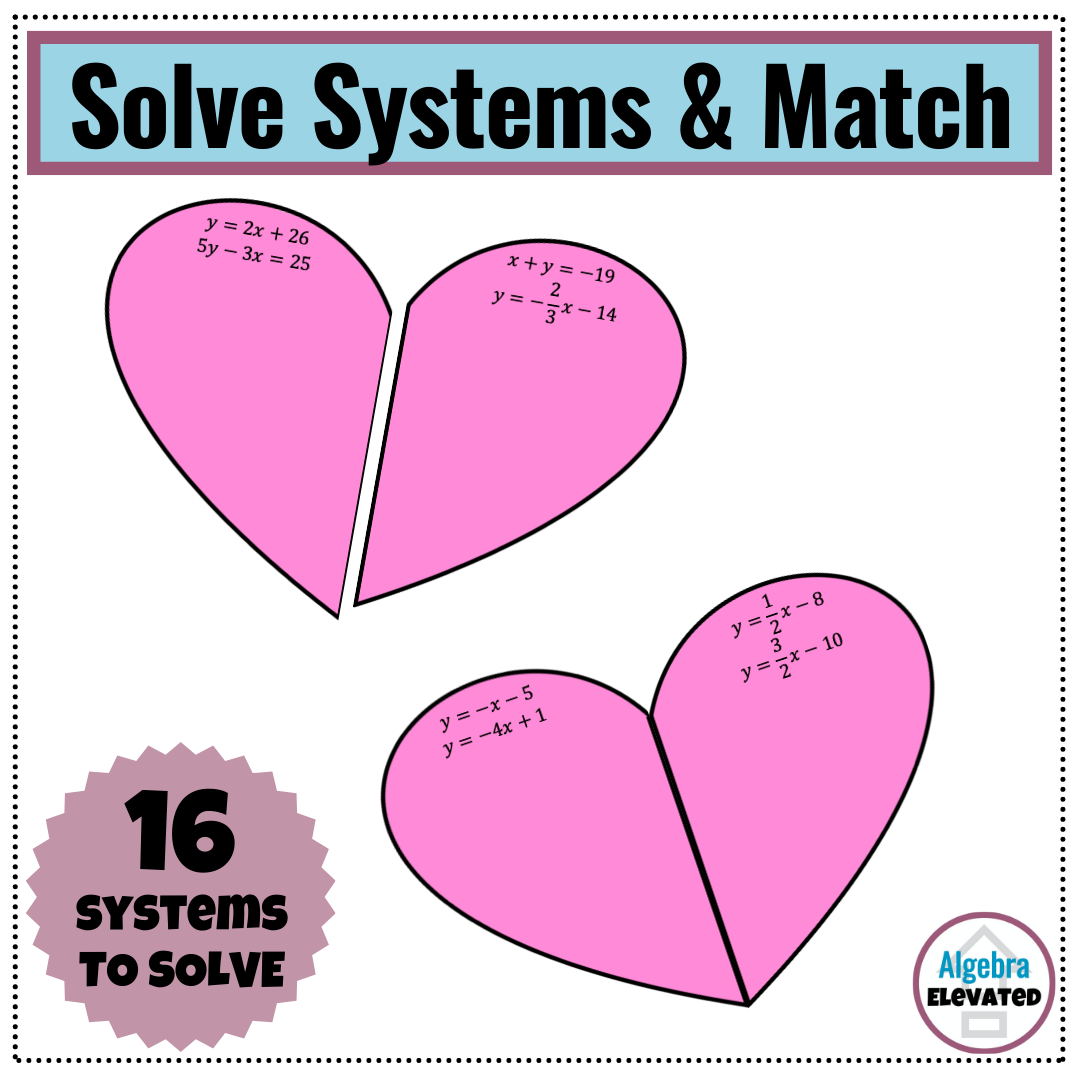 Solving Systems of Equations Algebra Valentines Day | Made By Teachers