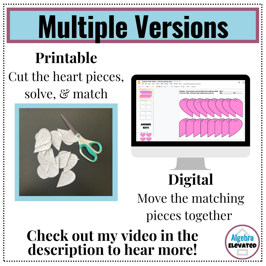 Solving Systems of Equations Algebra Valentines Day | Made By Teachers