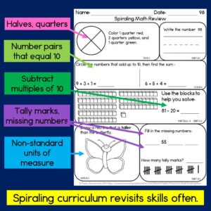 Math Spiral Review Daily Worksheets Morning Work Homework Month 5 ...