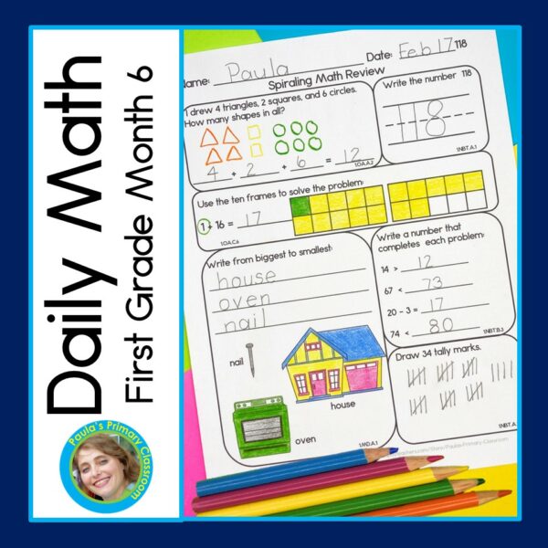 Math Spiral Review Daily Worksheets Morning Work Homework Month 6 ...