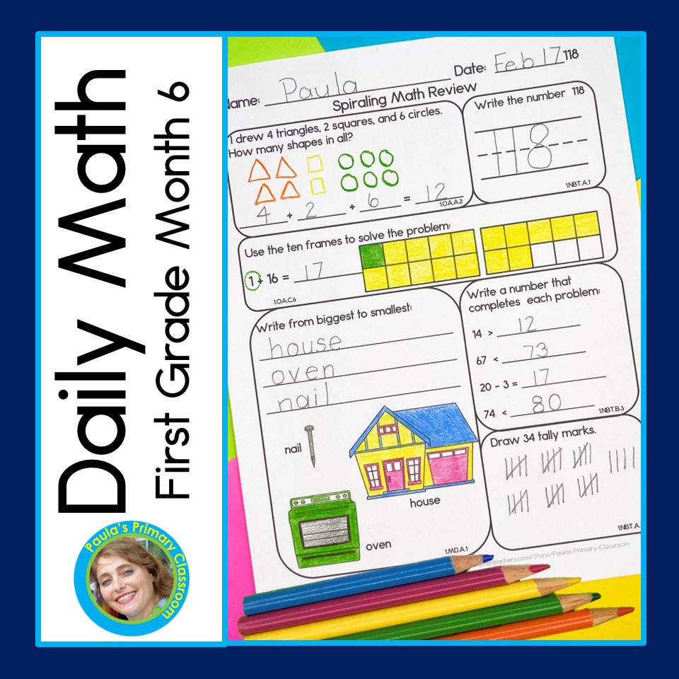 Math Spiral Review Daily Worksheets Morning Work Homework Month 6 ...