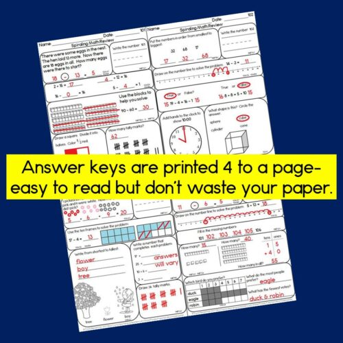 Math Spiral Review Daily Worksheets Morning Work Homework Month 6 ...